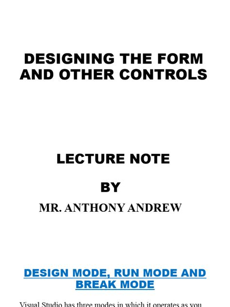 designing the form and other controls week three pdf window