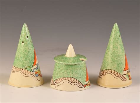 Clarice Cliff Chalet Design Conical Cruet C 1934