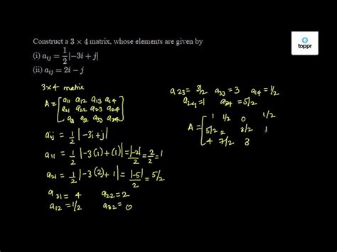 Construct A 3 × 4 Matrix Whose Elements Are Given By I Aij 12