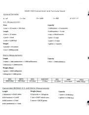 Conversion Formula Sheet Pdf Course Hero