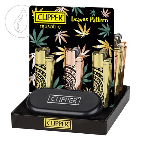 Clipper Feuerzeug Leaves Pattern Gold Rosengold Metall Mrs Green