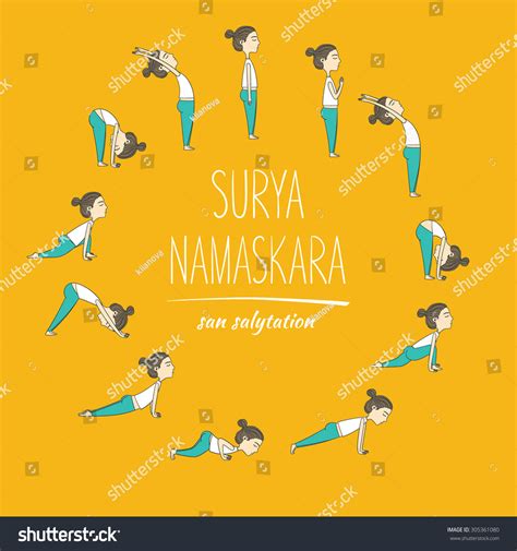 Surya Namaskara Poses Over 223 Royalty Free Licensable Stock Vectors