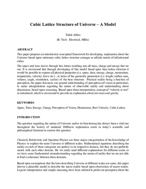 Pdf Cubic Lattice Structure Of Universe A Model
