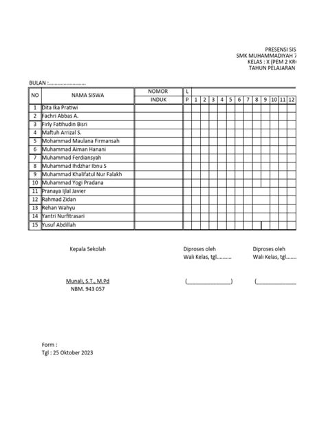 Presensi Siswa Pdf