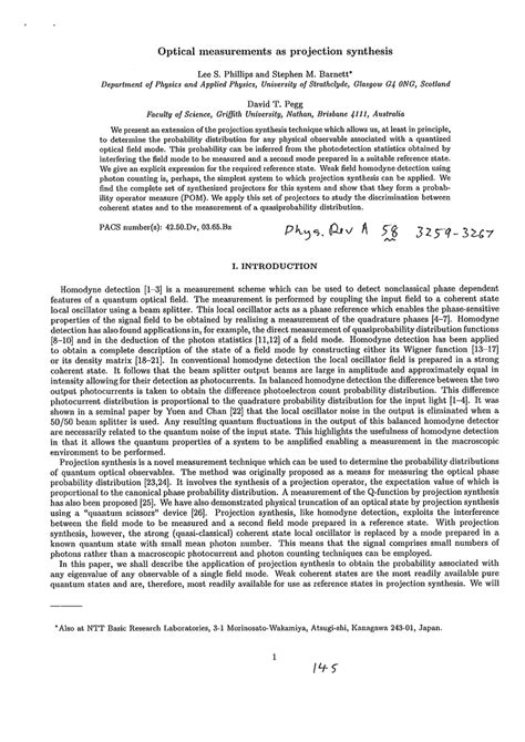 Pdf Optical Measurements As Projection Synthesis