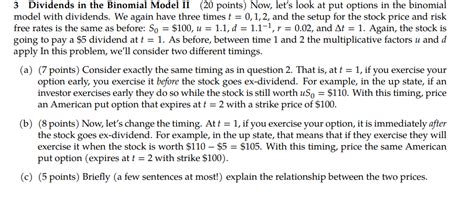 Solved 3 Dividends In The Binomial Model Ii 20 Points Now