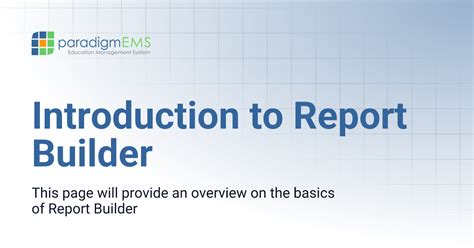Introduction To Report Builder Silverband Documentation