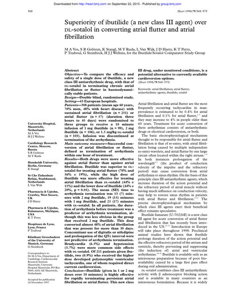 Pdf Superiority Of Ibutilide A New Class Iii Agent Over Dl Sotalol