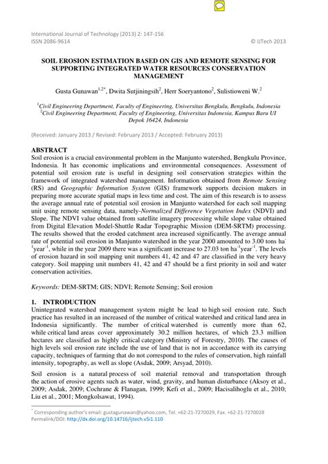 PDF Soil Erosion Estimation Based On GIS And Remote Sensing For Supporting Integrated Water