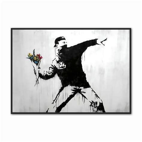 Banksy Canvas Print Flower Thrower Artworld