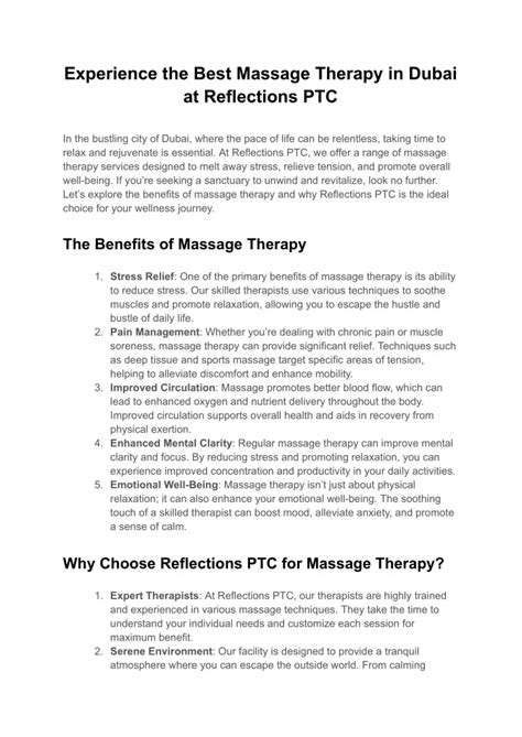 Ppt Experience The Best Massage Therapy In Dubai At Reflections Ptc