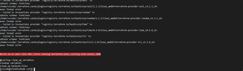 Error Error On Or Near Line 449 Error Running Terraform Plan Exiting