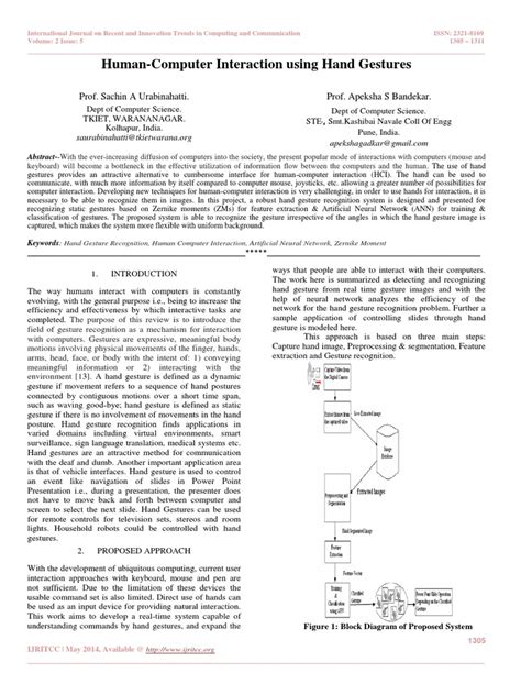 Pdf Human Computer Interaction Using Hand Gestures Dokumen Tips