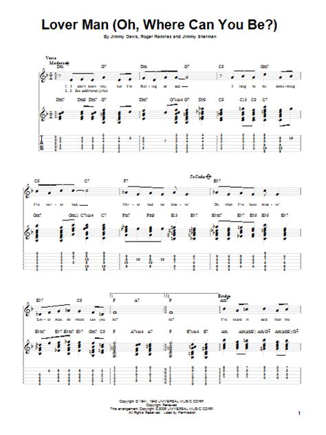 Lover Man Oh Where Can You Be By Billie Holiday Sheet Music For