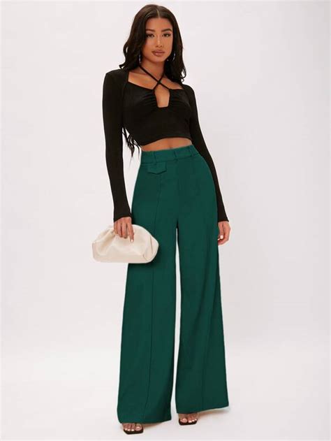 Shein Tall Solid Wide Leg Trousers Shein Uk