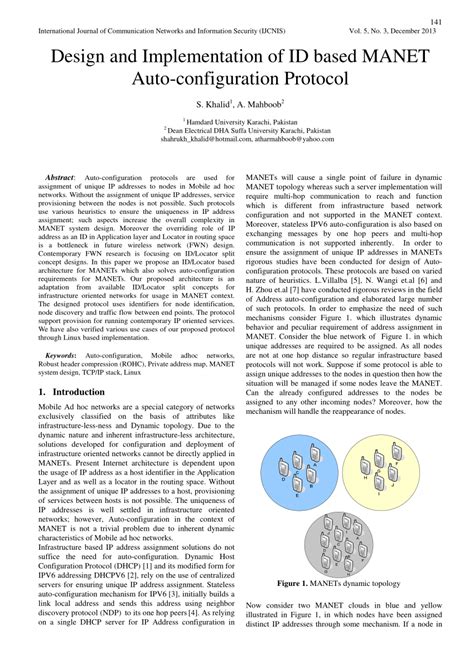 pdf design and implementation of id based manet autoconfiguration