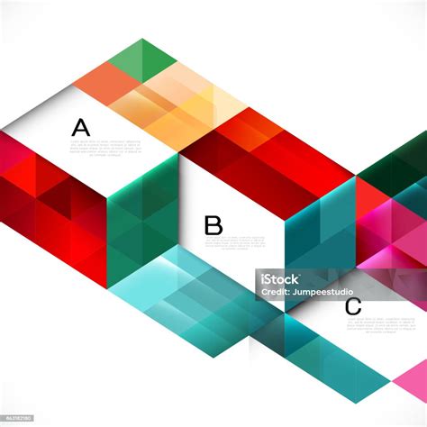 Colorful Overlapping Geometric Template Background With White Space For