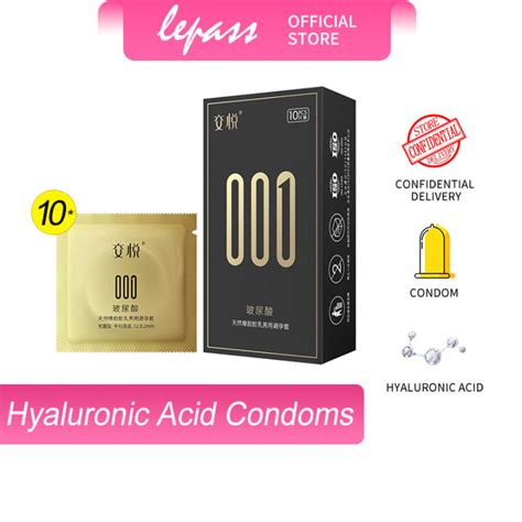 Lepass 10 Pcs Hyaluronic Acid Condom Ultra Thin Natural Rubber Latex