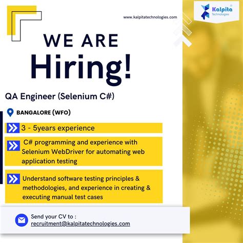 Kalpita Technologies Private Limited On Linkedin Csharp Selenium Seleniumwebdriver Hiring