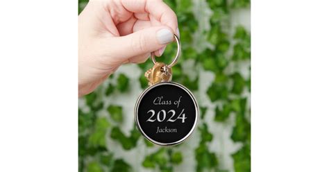 Modern Silver On Black Class Of 2024 Keychain Zazzle