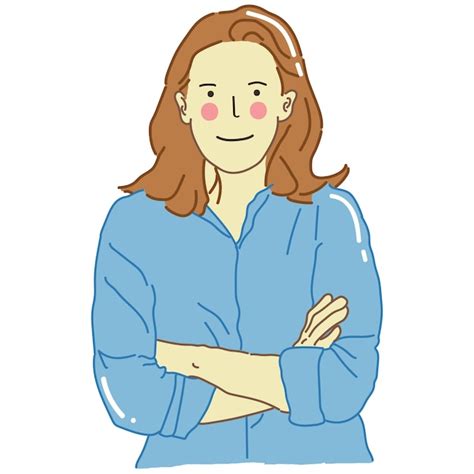 Mujer Con Camisa Azul Cruzando Los Brazos Vector Premium