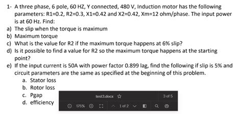 Solved 1 A Three Phase 6 Pole 60hzy Connected 480 V