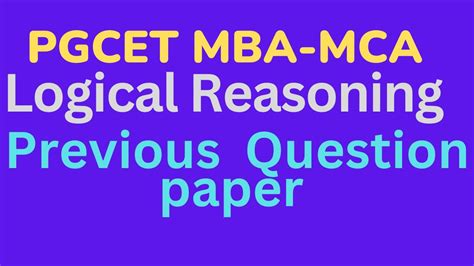 PGCET MBA MCA Rapid Revision Logical Reasoning Sep 2024 YouTube