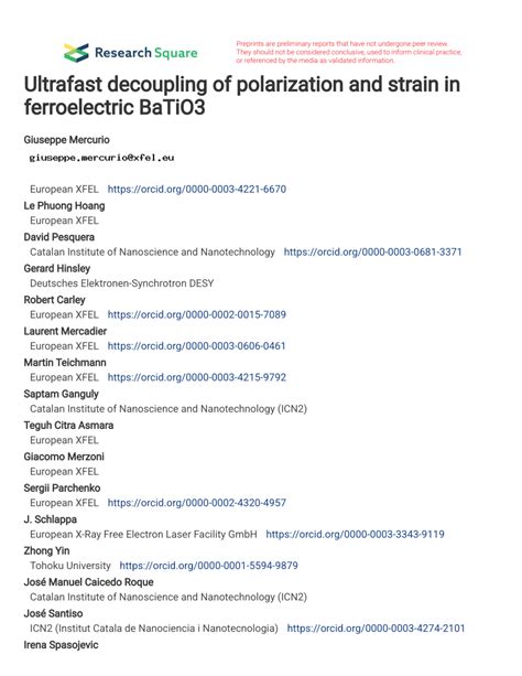 Pdf Ultrafast Decoupling Of Polarization And Strain In Ferroelectric