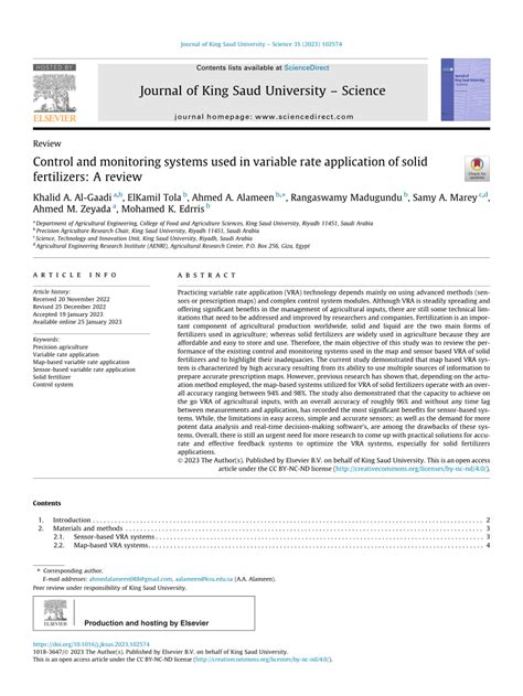 Pdf Control And Monitoring Systems Used In Variable Rate Application Of Solid Fertilizers A