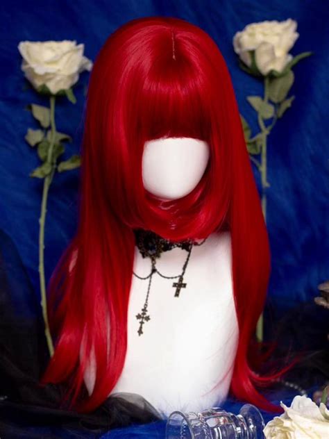 Red Long Straight Synthetic Wig Princess Cut