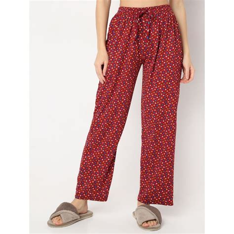 Buy Smarty Pants Women Maroon Color Star Print Lounge Wear Pajama Online