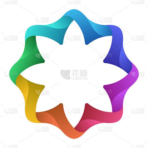 抽象的圆形标志元素孤立在白色背景上。