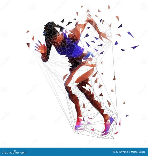 Mujer De Funcionamiento Atleta Poligonal Bajo Ilustración del Vector Ilustración de aptitud