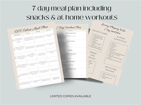 Weekly Meal Plan Workout Plan Printable Fitness Gym Plan Workout