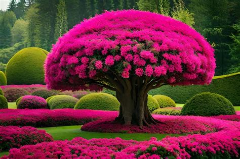 Premium AI Image A Pink Tree With A Pink Flower In The Middle