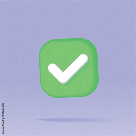D Check Mark Icon Check List Button Selection For Correct Choice Success Check Mark Choice
