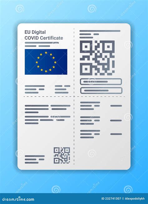 Eu Digital Covid Certificate Color Flat Element On A Blue Background