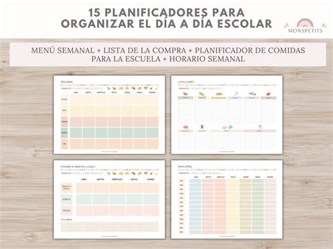 Plantillas Organización Escolar Imprimible Planificación Español Catala Menu Horario