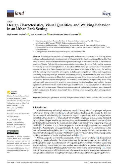 Pdf Design Characteristics Visual Qualities And Walking Behavior In