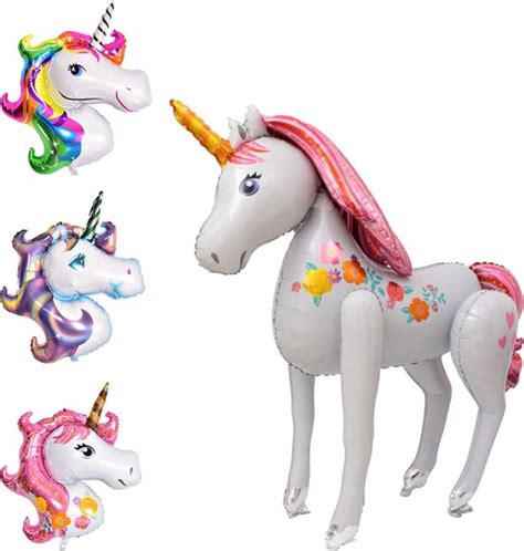 Magieq 3d Mega Eenhoorn Folie Ballon Met 3 Groot Folieballon Unicorn