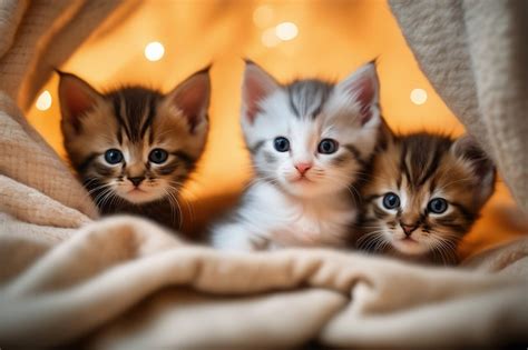 Premium Ai Image Kittens Cuddling Under A Blanket