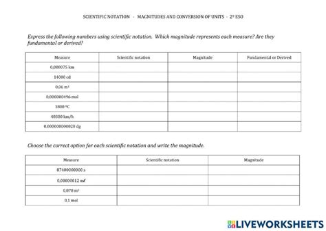 Scientific Notation Exercise For 2º Eso Live Worksheets