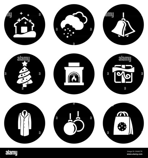 Set Of Simple Icons On A Theme Winter Vector Design Collection Flat Sign Symbolelement
