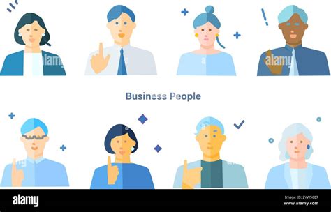 Business People Facial Expression Icons Set Vector Illustration Stock