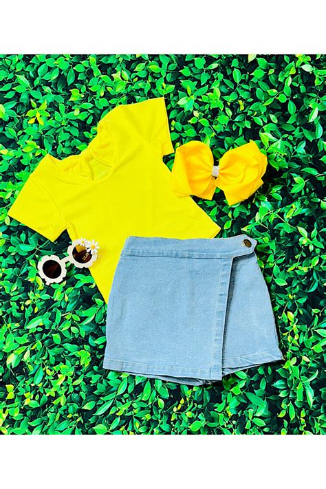 Light Blue Wash Denim Skort Lulu Clothes