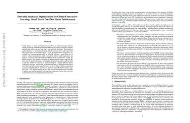 Provable Stochastic Optimization For Global Contrastive Learning Small