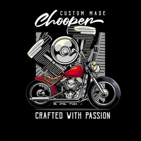Premium Vector Vector Illustration Of Chopper Motorcycle And Engine