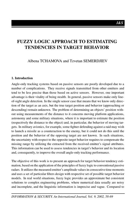pdf fuzzy logic approach to estimating tendencies in target behavior