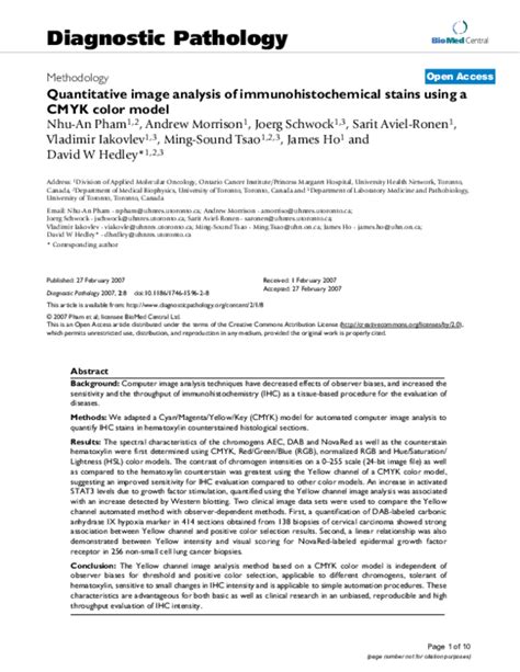 Pdf Quantitative Image Analysis Of Immunohistochemical Stains Using A