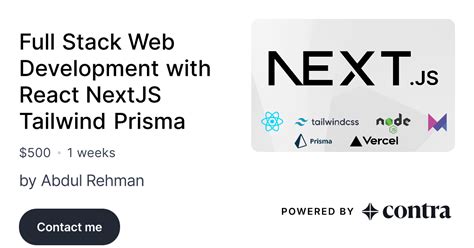full stack web development with react nextjs tailwind prisma by abdul